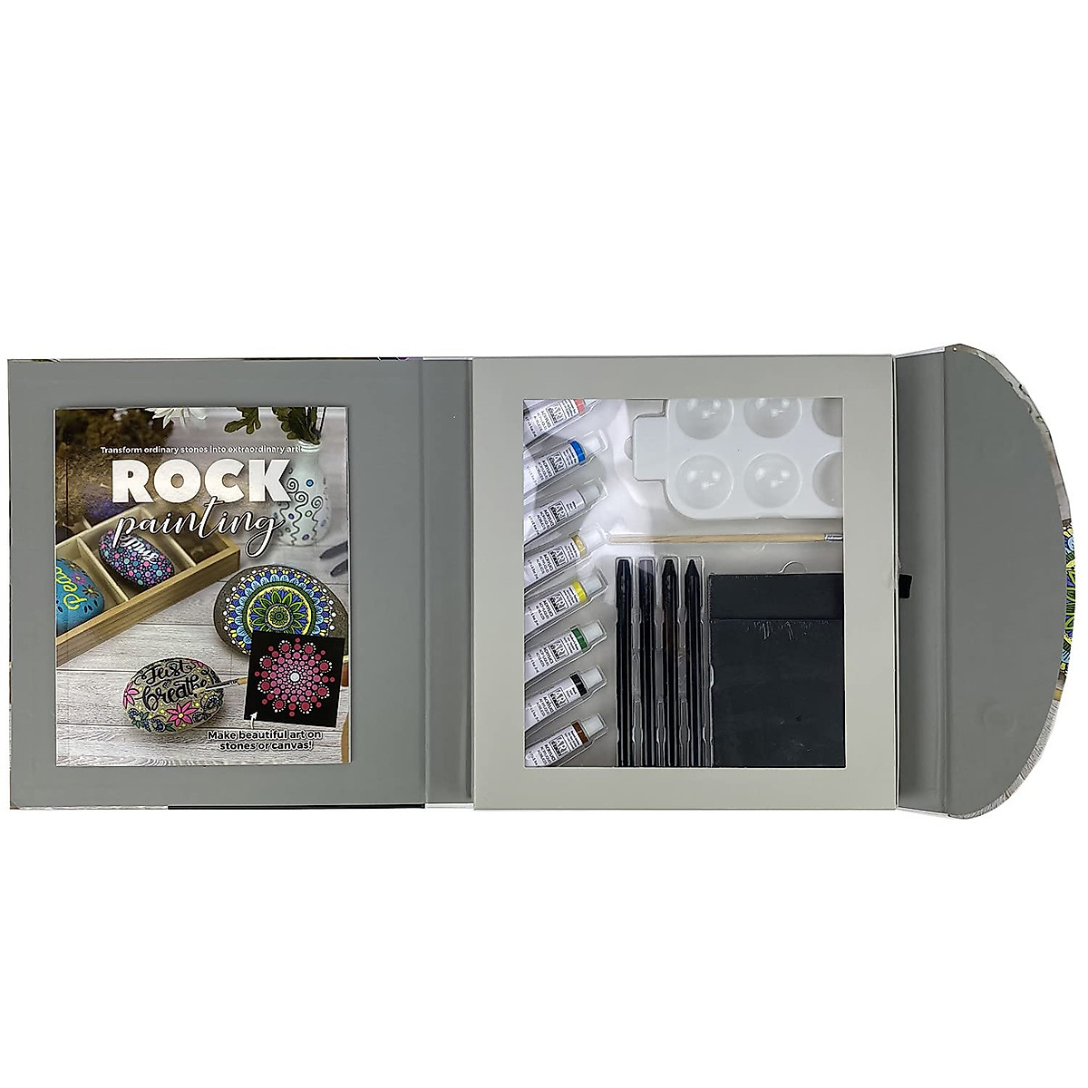 SpiceBox Rock Painting Kit for Adults and Teens, DIY Arts and Crafts Creative Activities, Make Your Own Painted Rocks, Multi Colors, (13459)