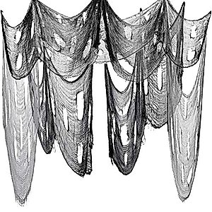 TOYMYTOY 2PCS Halloween Creepy Cloth Party Decor,Drape Doorways Entryways Windows Cover Gauze 6.6ft x 177"(Black and Grey)