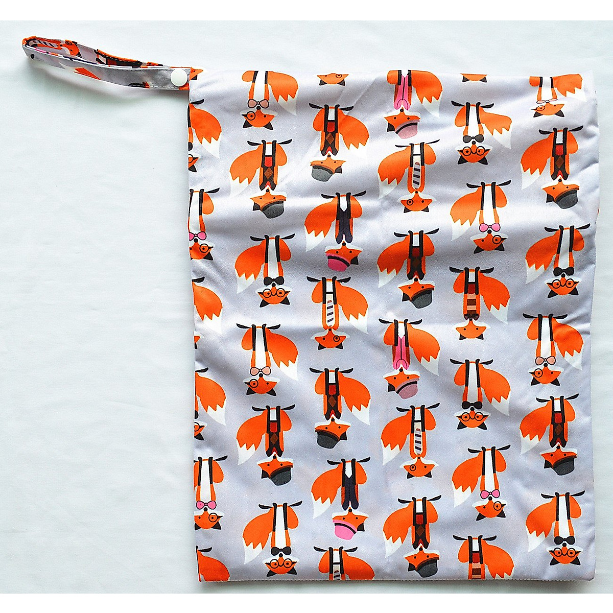 Wet Dry Bag Baby Cloth Diaper Nappy Bag Reusable with Two Zippered Pockets (Fox)