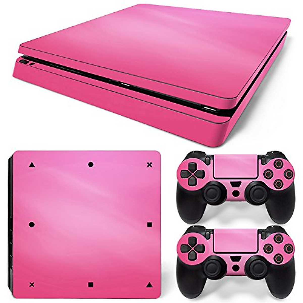 Gam3Gear Vinyl Decal Protective Skin Cover Sticker for PS4 Slim Console & Controller (NOT for PS4 or PS4 Pro) - Pink