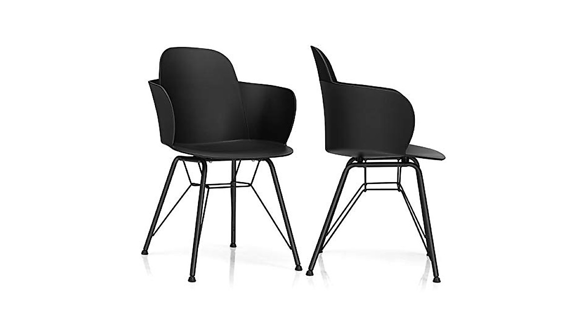 Giantex Set of 2 Ergonomic Dining Chairs in Black