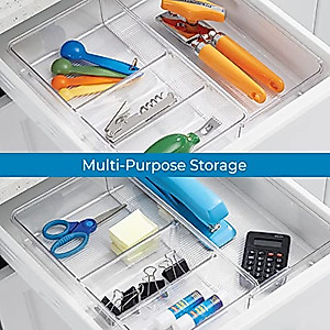 iDesign Linus BPA-Free Plastic Divided Expandable Drawer Organizer Tray - 12" x 7" x 2.25", Clear