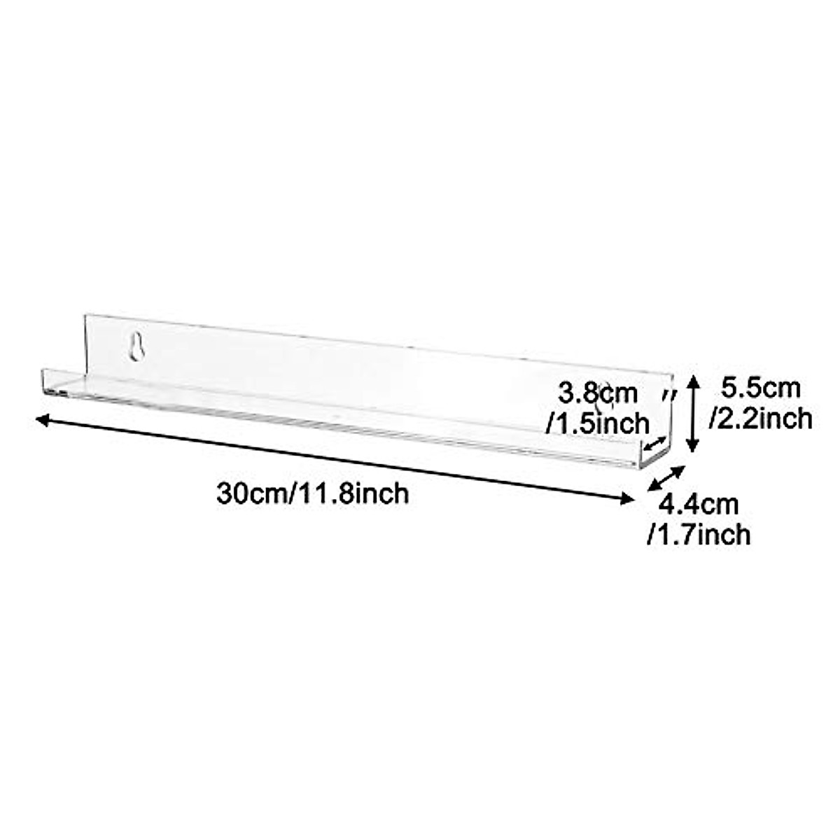 Acrylic Floating Shelves Display Ledge, 6pcs Clear Wall Display Shelf - Invisible Shelf Wall Ledge Bookshelf - Wall Mounted Storage Shelf for Kitchen/Bathroom/Office, Spice Rack