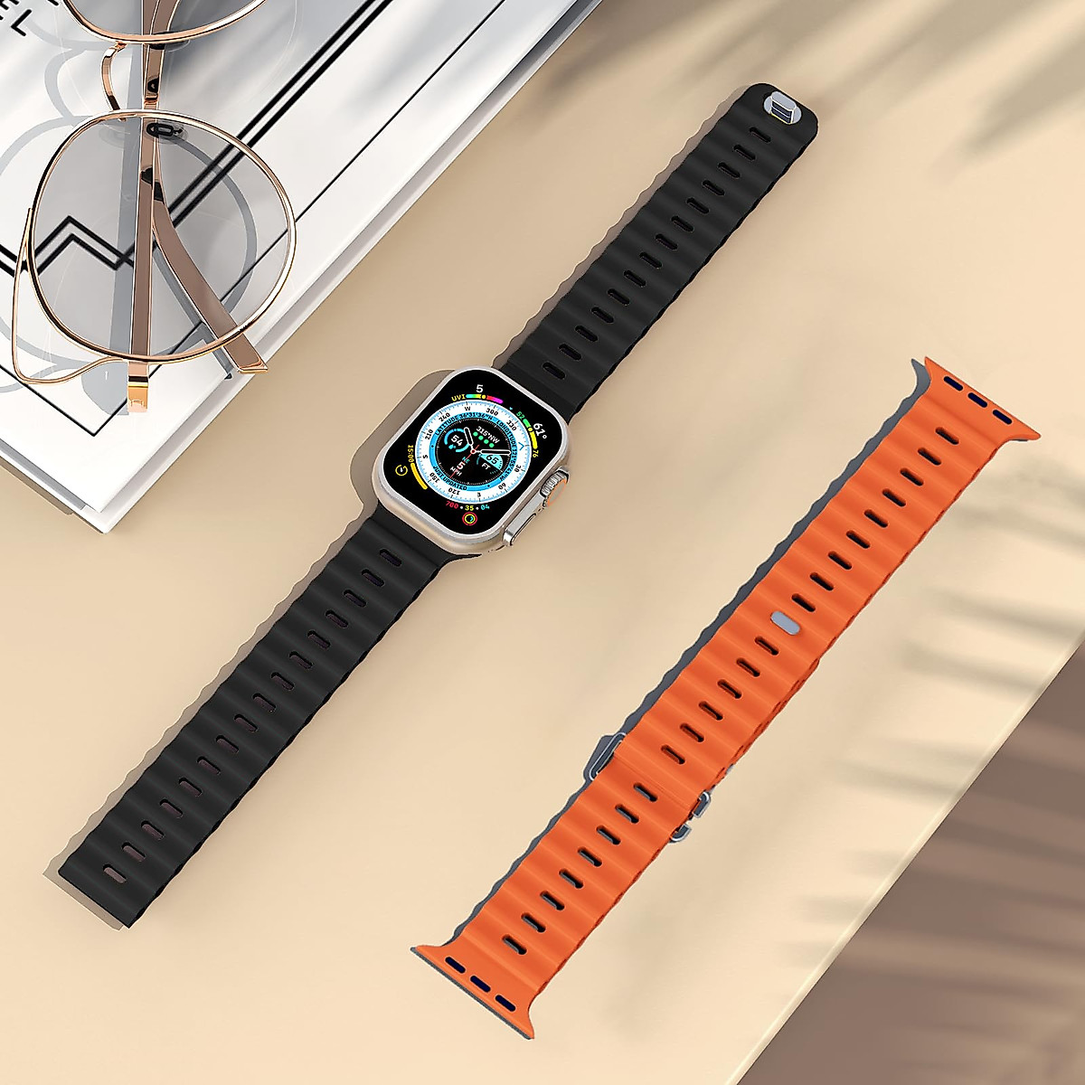 AIRPROCE - Compatible with Apple Watch Band 40mm 40mm 40mm 44mm, Soft Silicone Sport Strap for, 42mm/44mm/45mm/49mm, No gemstones.