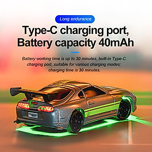 havcybin 1:76 Turbo Racing Scale RC Sport Car, Table Racing Remote Control Mini Model Car Full Proportional RTR Kit Toys (C73grey)