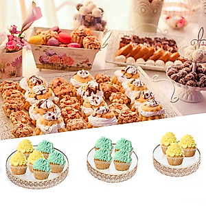 TBVECHI 3pcs Cake Stands Set, Metal Cupcake Holder with Hanging Crystal Dessert Display Plate Decor Serving Platter for Party Wedding Birthday Baby Shower Celebration Home Decoration (Gold)