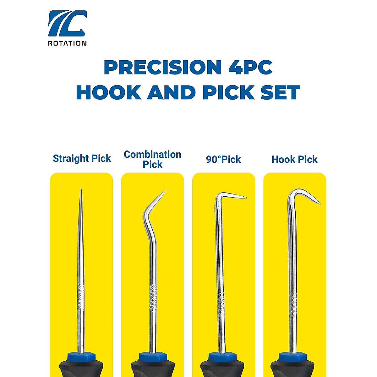 ROTATION Precision Hook and Pick Set for Automotive | 4-Piece Hand Tools