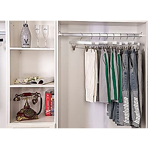 20 Luxury Ultra Thin Space Saving Wooden Clothes Hanger with Squared Pant Bar Best for Shirts, Blouses, Pant, Dress, Hangers White (White - Skirt, 20)