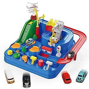 Race Tracks for Boys, Car Toys STEM Track Adventure Educational Toys for Toddlers 3 4 5 6 7 8 Year Old Boys Girls Gifts (W18TY0045US-A)