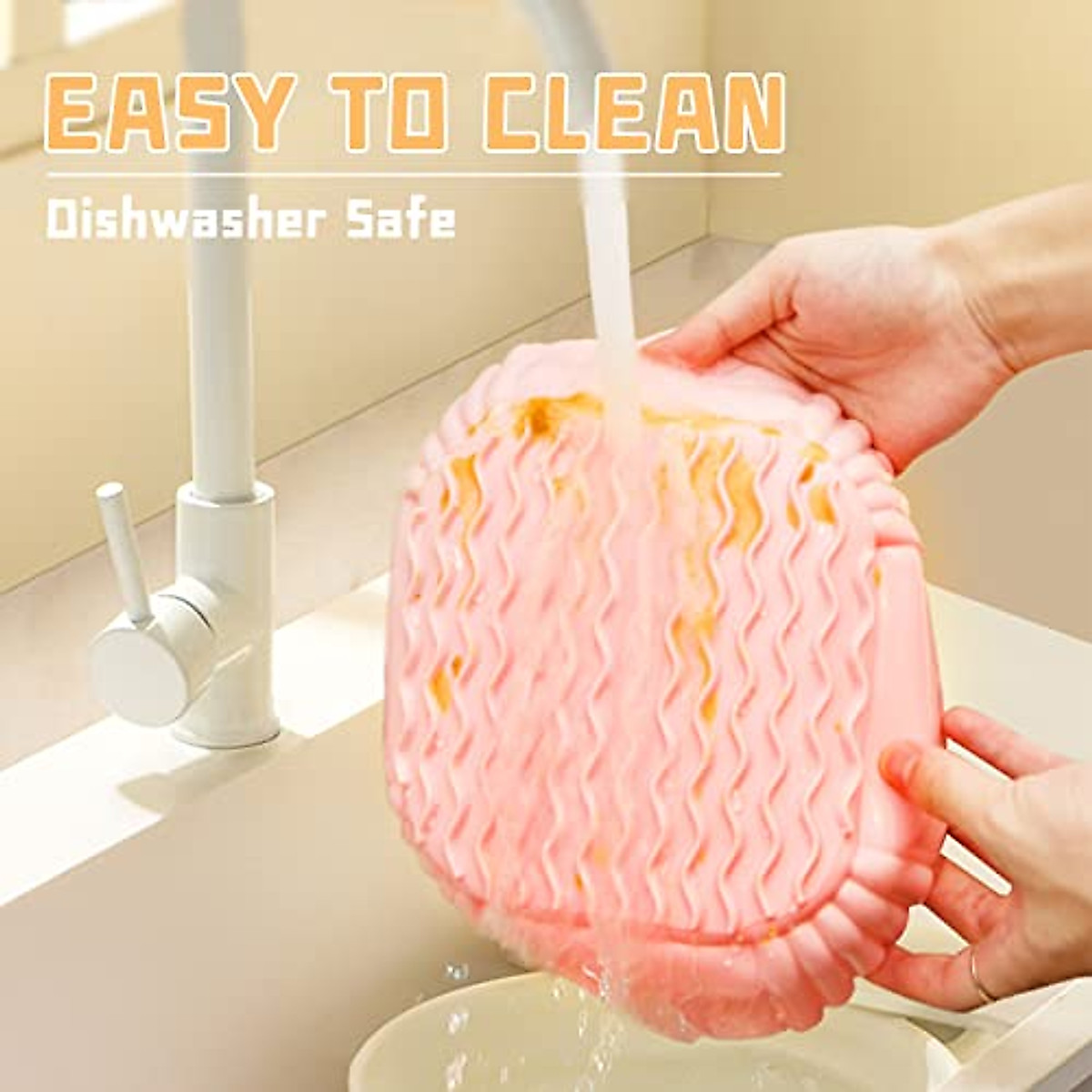 2 Pcs Air Fryer Square Silicone Liners, 8 inch for 4 to 7QT Reusable Silicone Pot for Air Fryer Basket Easy Clean or Oven Microwave Air Fryer Accessories Basket (Grey+Pink)