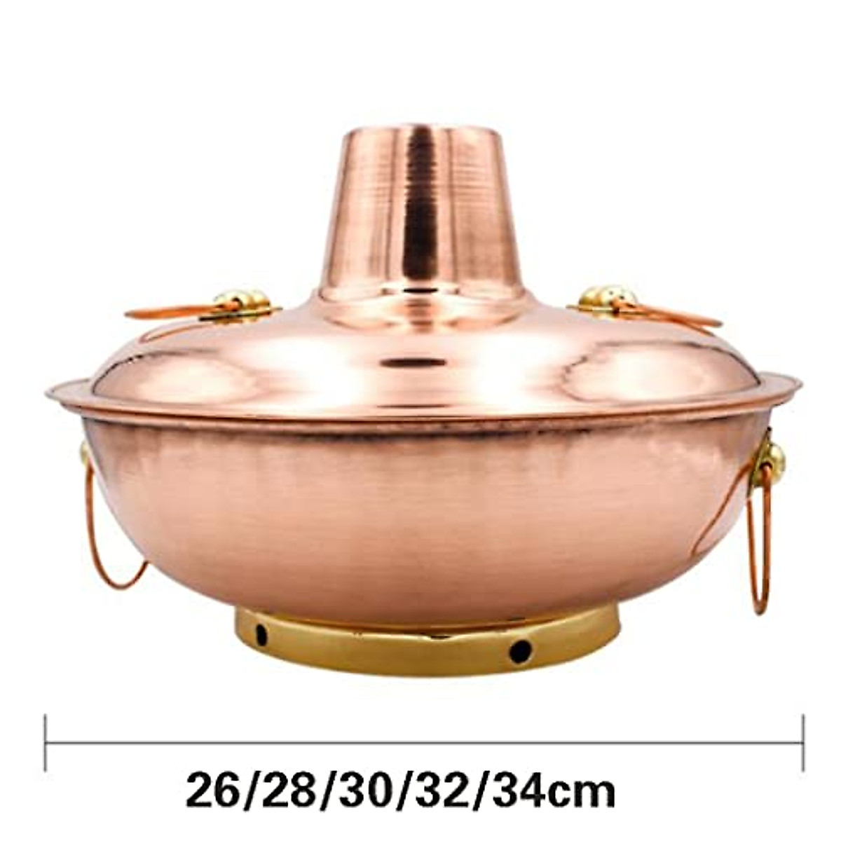 Chafing Dishes Red Copper Thickened Hot Pot, Gas Copper Hot Pot, Hot Pot Chicken Bullfrog Copper Pot for Household and Commercial Use (Color : Brass, Size : 26cm)