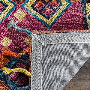 SAFAVIEH Aspen Collection 2' x 3' Orange / Fuchsia APN138A Handmade Boho Braided Tassel Wool Accent Rug