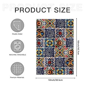 Double-sided garden flag Mexican Talavera Ceramic Tile Pattern Ethnic Folk Outdoor Flag Garden Flag Yard Outdoor Decoration （12×18in）.