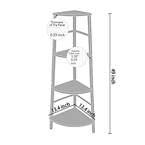AZL1 Life Concept Industrial Corner Shelf, 4-Tier Bookcase, Storage Rack, Plant Stand for Home Office, Wood Look Accent Furniture with Metal Frame, Rustic Brown