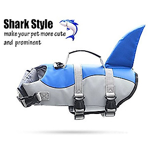 Xiaoyu Dog Life Jacket, Adjustable Pet Life Preserver Safety Dog Swimming Pool Vest, Novice Swimmer Life Jacket for Pets, Water Safety at The Pool, Beach, Boating, Blue, L