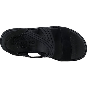 Skechers Women's Wedge Sandal, Black/Black, 8