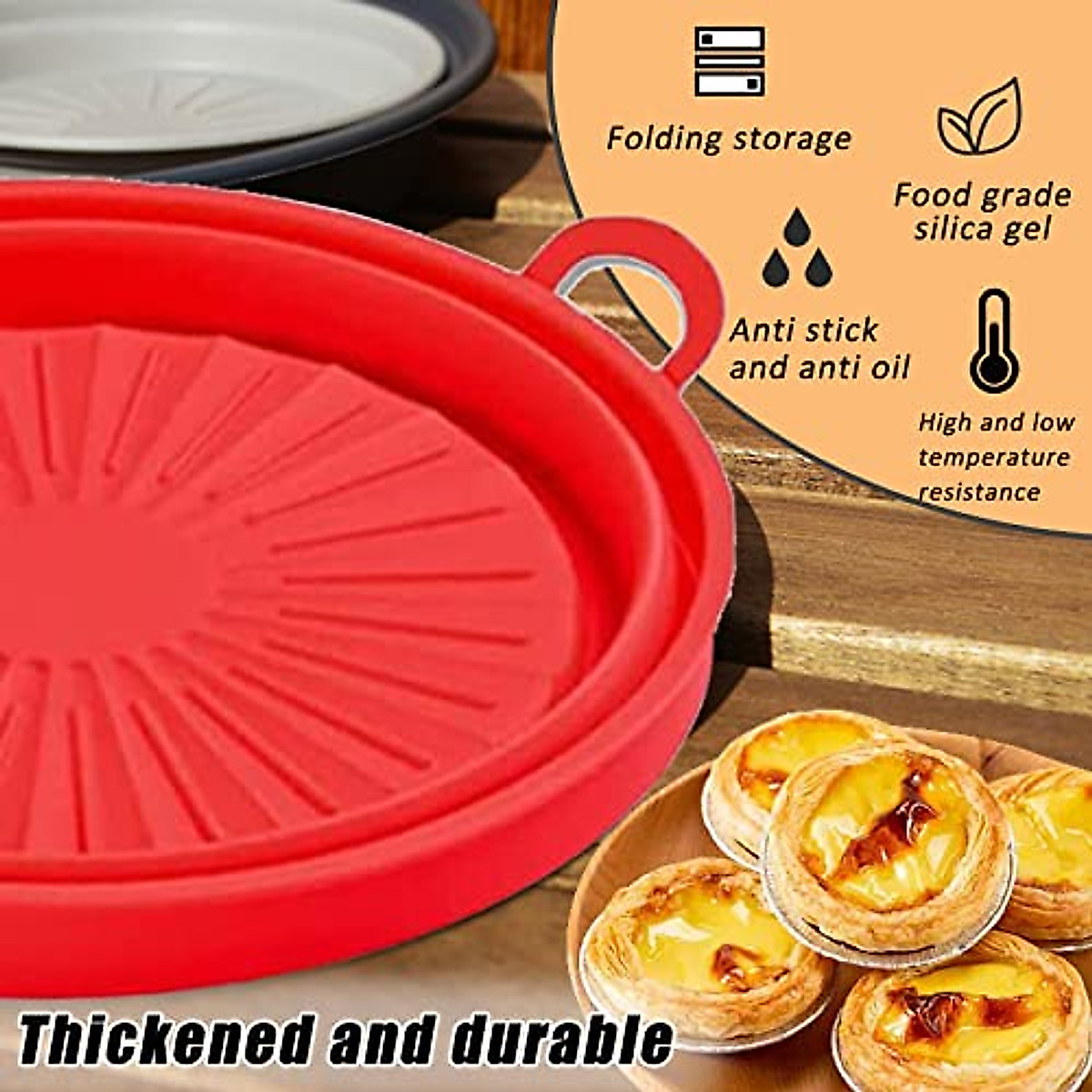 Buddeez foldable air fryer liner, silicone pot, air fryer liner basket, reusable air fryer basket, food safety air fryer oven accessories (7.5 inches [3 to 5 quarts]…