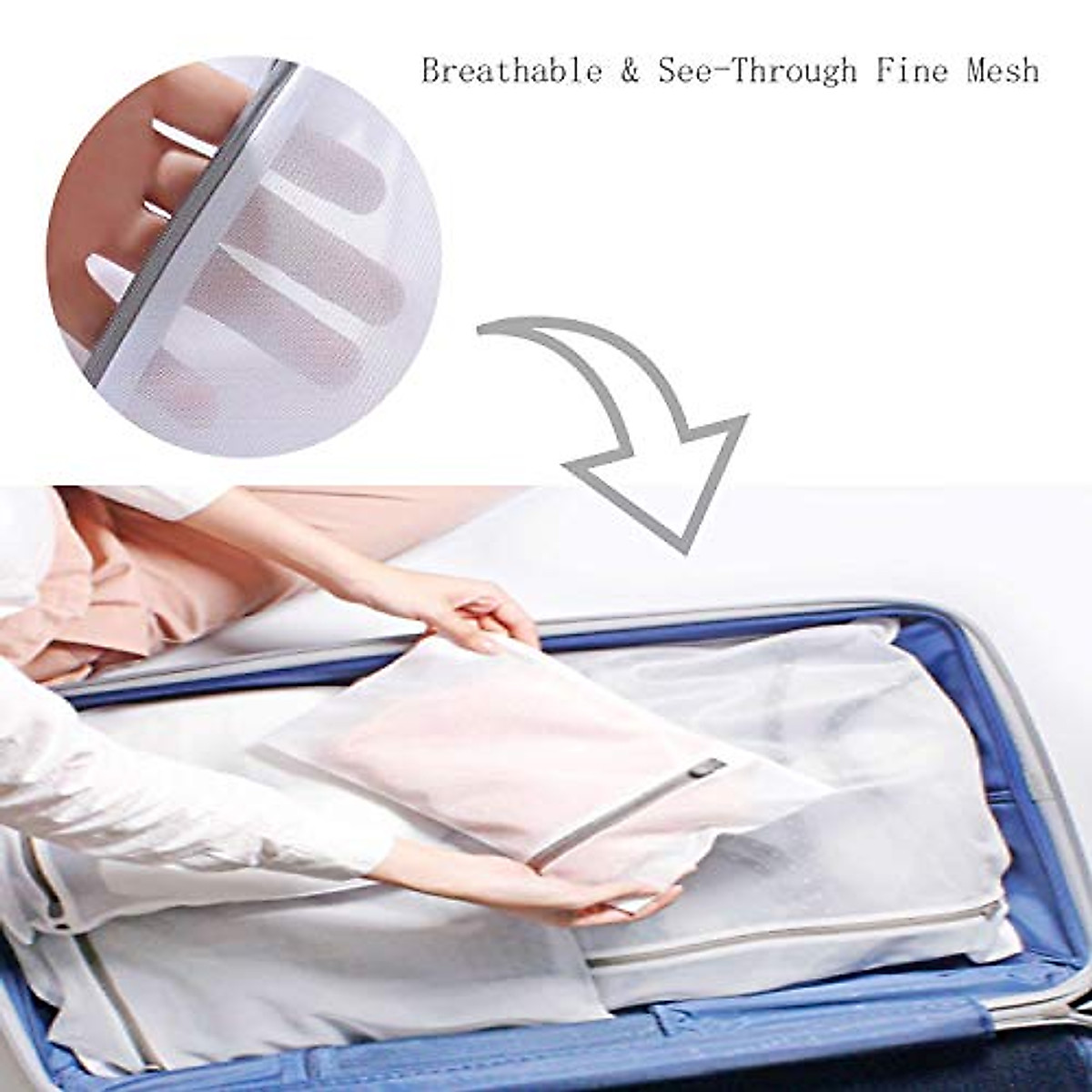 Habychoi Mesh Laundry Bag - 9pcs Premium Zippered Fine Mesh Clothing Washing Bag, Delicates Travel Storage Organize Bag, Clothing Protective Bags for Laundry Lingerie, Sweater, Dress, Blouse, Pants