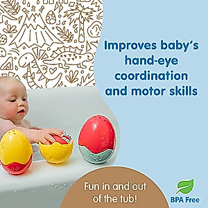 Dr. Brown's Baby and Toddler Toothbrush, Green and Orange Dinosaur 2-Pack 1-4 Years, CleanUp Float & Hatch Dino Eggs Bath Toy, 6m+, Dino-Soft Baby Bath Spout Cover, BPA Free, Certified Plastic Neutral