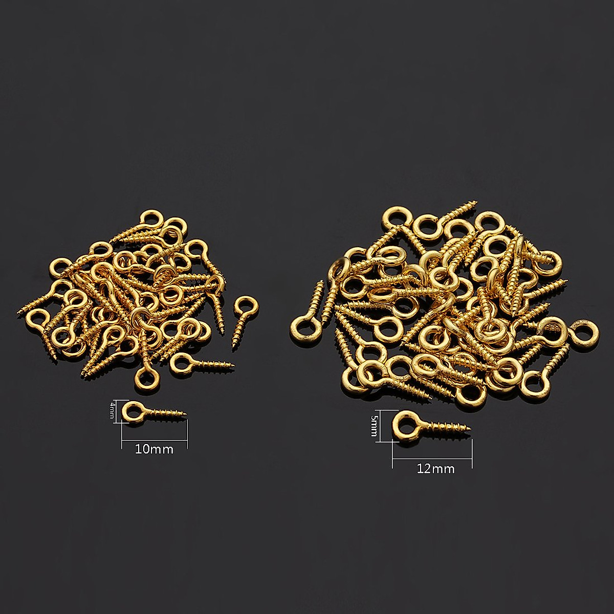 Linsoir Beads Metal Screw Eye Pins Hooks 4X10mm Heavy Duty Screw Eye Pins for DIY Jewelry Making Mixed Colors Plated Eye Bolt Arts & Crafts Project 200 Pcs/lot