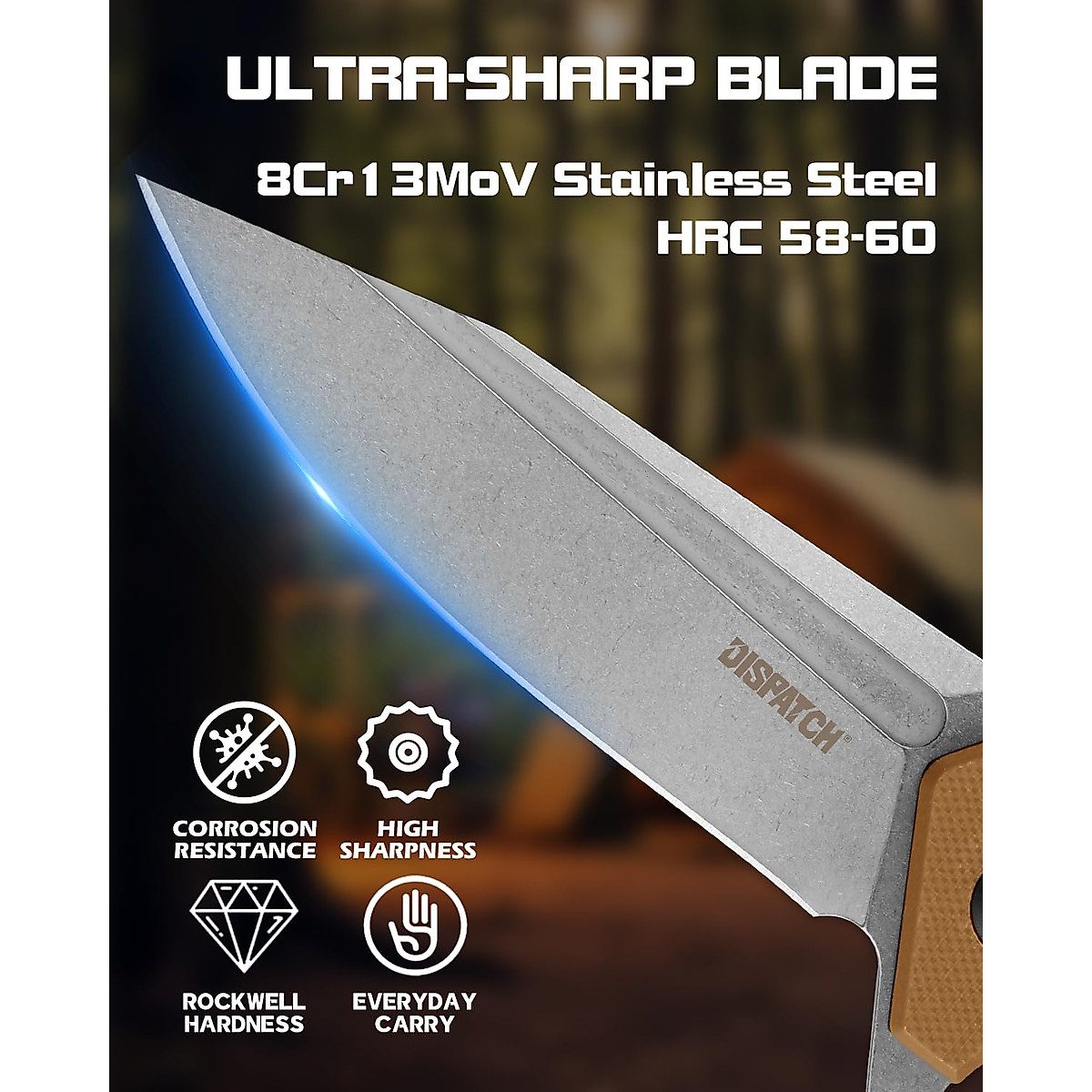 Dispatch Folding Pocket Knife with Clip, 3.58 Inch 8Cr13MoV Steel Clip Point Blade with G10 Handle, Tactical Pocket Knife for Men Outdoor Camping Hunting Hiking Survival Pocketknife