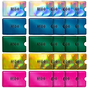 RAYNAG 25 RFID Blocking Credit Card Sleeves ID Card Holders Identity Theft Protection Aluminum Foil Covers, Fits Wallet/Purse Slot Perfectly