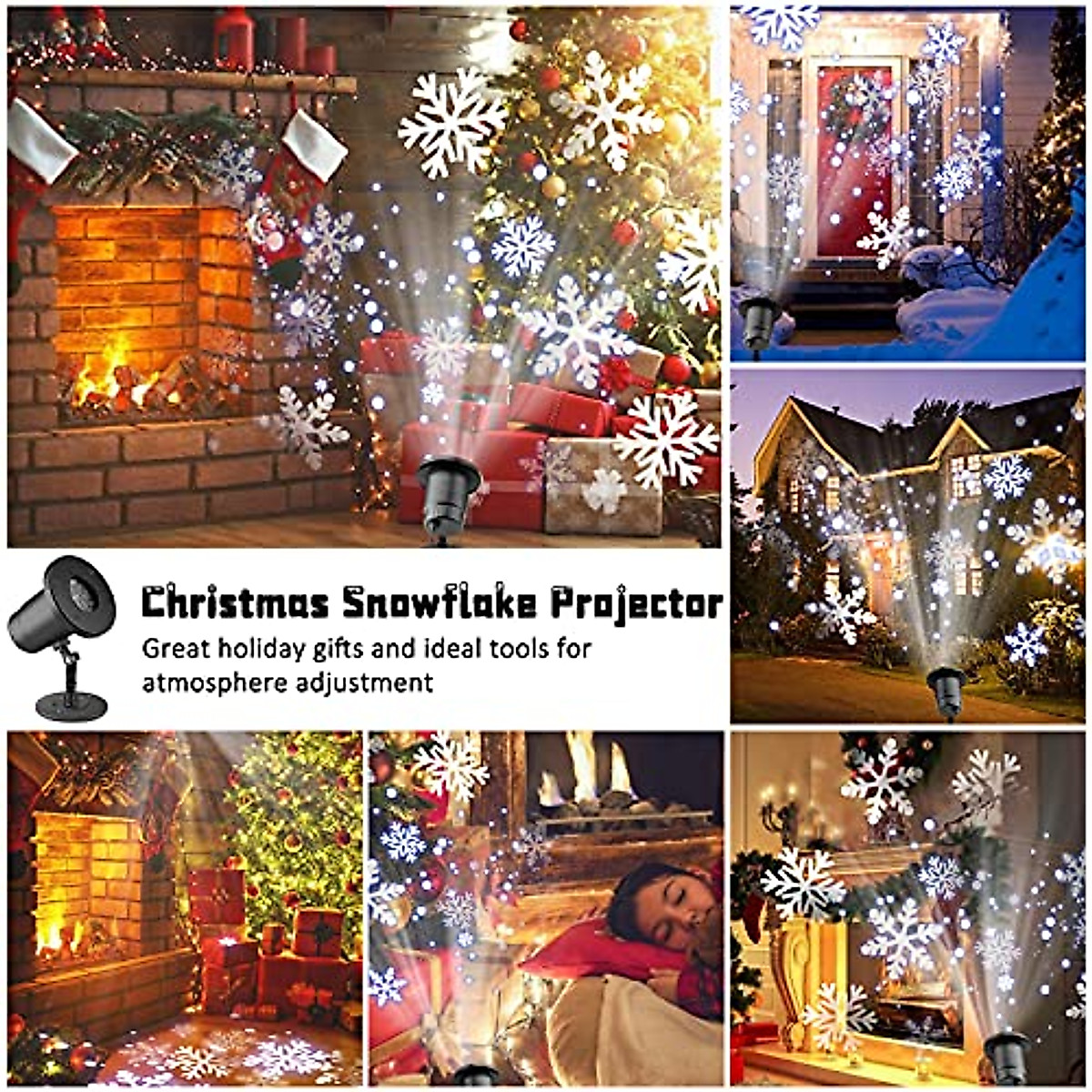 Christmas Lights, Christmas Snowflake Projector Lights Outdoor - Liwarace LED Snowflake Lights - Waterproof Plug in Xmas Lights - Indoor/Outdoor Christmas Decorations Gifts for Women/Men
