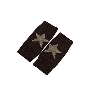 SHENHE Women's Star Pattern Fingerless Thumb Hole Knitted Wrist Length Mitten Gloves Coffee Brown One Size