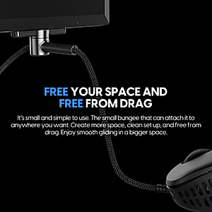 Pulsar Gaming Gears - Micro Bungee ES : Drag-Free Wired Mouse Support - Free Motion on Your Desk - Super Compact Size - Attach it to Your Monitor - Get More Space (Single Pack)