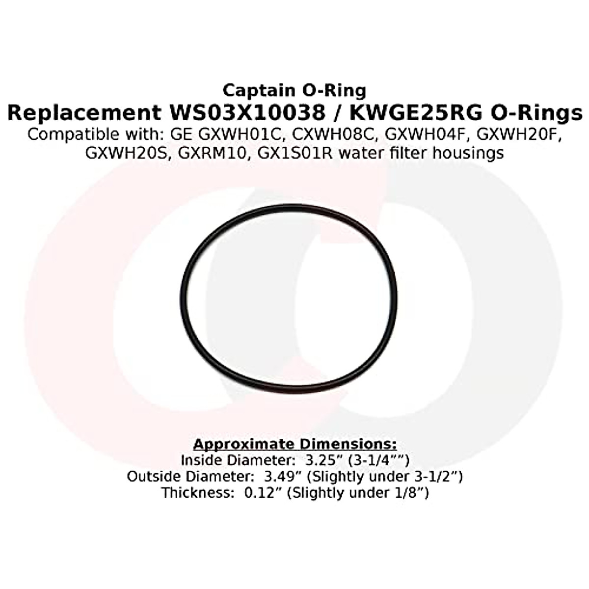 Captain O-Ring - GE KWGE25RG (WS03X10038) Replacement ORings for GE GXWH01C, CXWH08C, GXWH04F, GXWH20F, GXWH20S, GXRM10 & GX1S01R Water Filters (3 Pack)