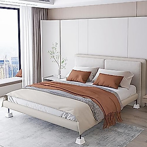 Napnapday Bed Risers 3 Inch Heavy Duty Bed Furniture Elevators, 1,500 lbs Lifts Up Riser for Sofa and Table Set of 4, White