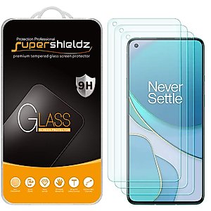 Supershieldz (3 Pack) Designed for OnePlus 8T 5G and OnePlus 8T+ / Plus 5G Tempered Glass Screen Protector, Anti Scratch, Bubble Free