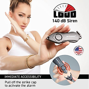 Stinger Personal Alarm Keychain Emergency Tool, Safety Panic Alarm Siren, Seat Belt Cutter, Glass Breaker, Security Device for Women Men Kid, Design in USA (Pink Marble)