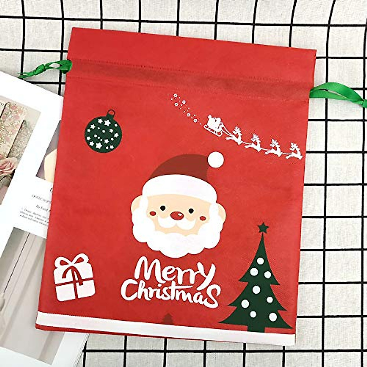 7 Packs 10.2 x 14 Christmas Drawstring Gift Bag Xmas Present Wrapping bags Party Favor