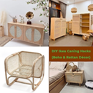 16" Width Rattan Cane Webbing Roll 12 Feet Length Hexagon Weave Pre-Woven Cane Mesh Net Open Weave Wicker Rattan Sheet Furniture, Chair, Cabinet, Ceiling (12 FEET)