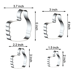 Thumbs Up Cookie Cutter Set for Baking, 5/4/3/2 Inch, 4 Piece, Stainless Steel