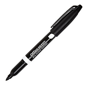 Office Depot 100% Recycled Low-Odor Dry-Erase Markers, Fine Point, Black, Pack Of 12, DE-12PKBLK