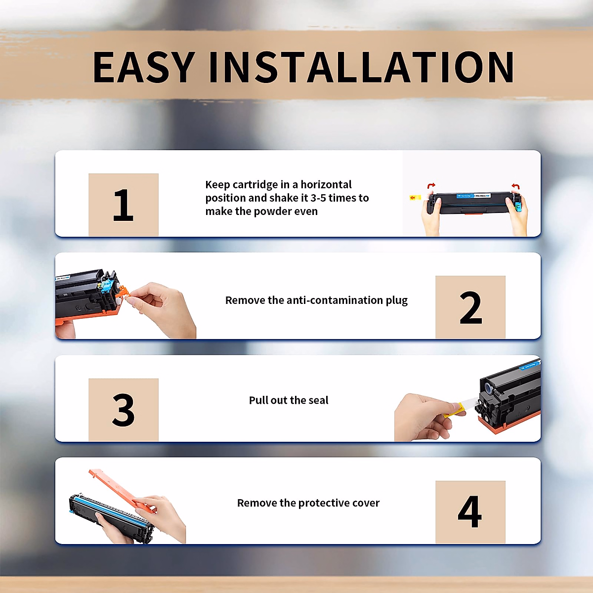 XJI 206A(with Chip) Compatible Toner Cartridges Replacement for HP 206 A X 206X Ink (4 Pack), for HP Color Laser Jet Pro MFP M255 M255dw M282 M282nw M283 M283cdw M283fdw Laserjet Printer