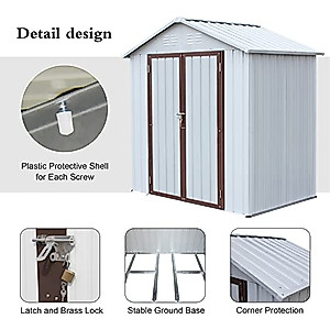WIILAYOK 6' x 4' Outdoor Metal Storage Shed, Garden Shed with Floor Frame, Tool Storage Shed with Lockable Double Door and 3 Garage Hooks, Perfect for Backyard, Patio, Lawn