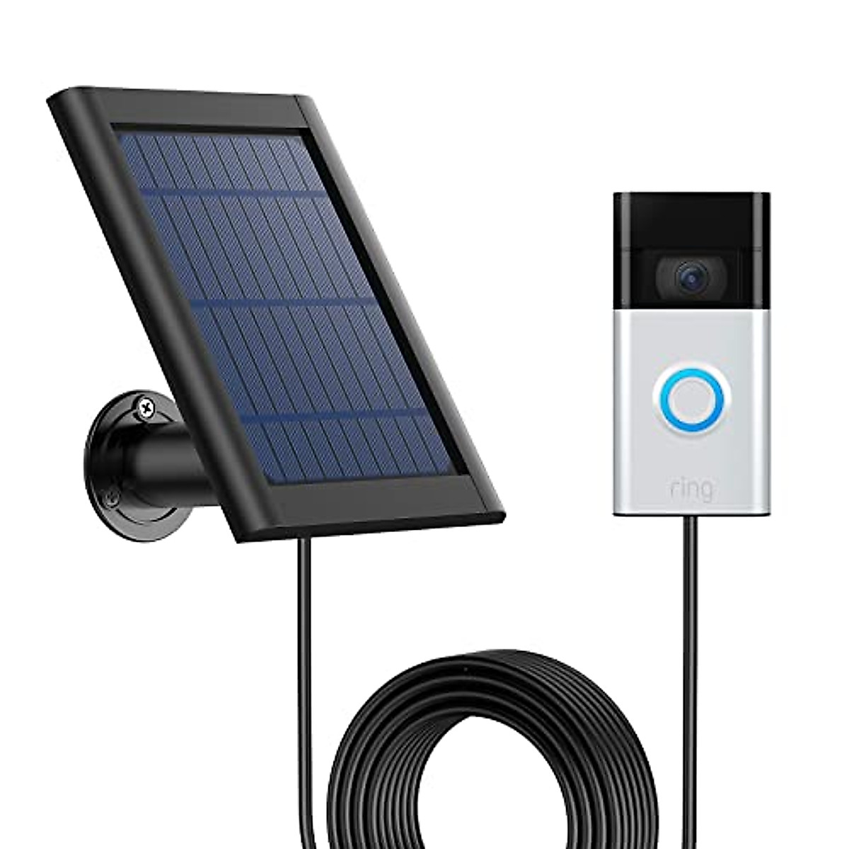 Ayotu Waterproof Solar Panel Only for Video Doorbell (2020 Release), 5V/3.5W(Max) Output Continuous Charging, 3.8M/12ft Cable with Wall Mount (NOT Include Doorbell), Black