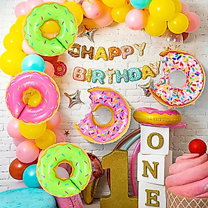 Donut Balloon Party Decoration, 8 Pcs Large Doughnut Foil Mylar Balloons, Candy Sprinkle Balloons for Donut Themed Birthday Party Donut Grow up Party Baby Shower