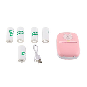 Mini Thermal Printer, Sticker Printer Connection Portable 200dpi Resolution Lightweight for Students (Pink)
