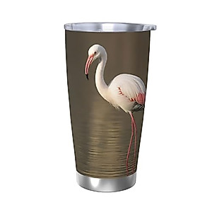 3d Flamingo 20oz Tumbler, Car Cup With Lid And Straw, Spill-Proof, Stainless Steel Double Wall Vacuum Insulated Reusable Coffee Travel Mug, For Cold Drinks, Hot Beverage