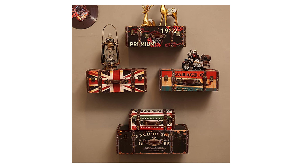 Vintage Suitcase Wall Shelf - Retro Floating Shelves