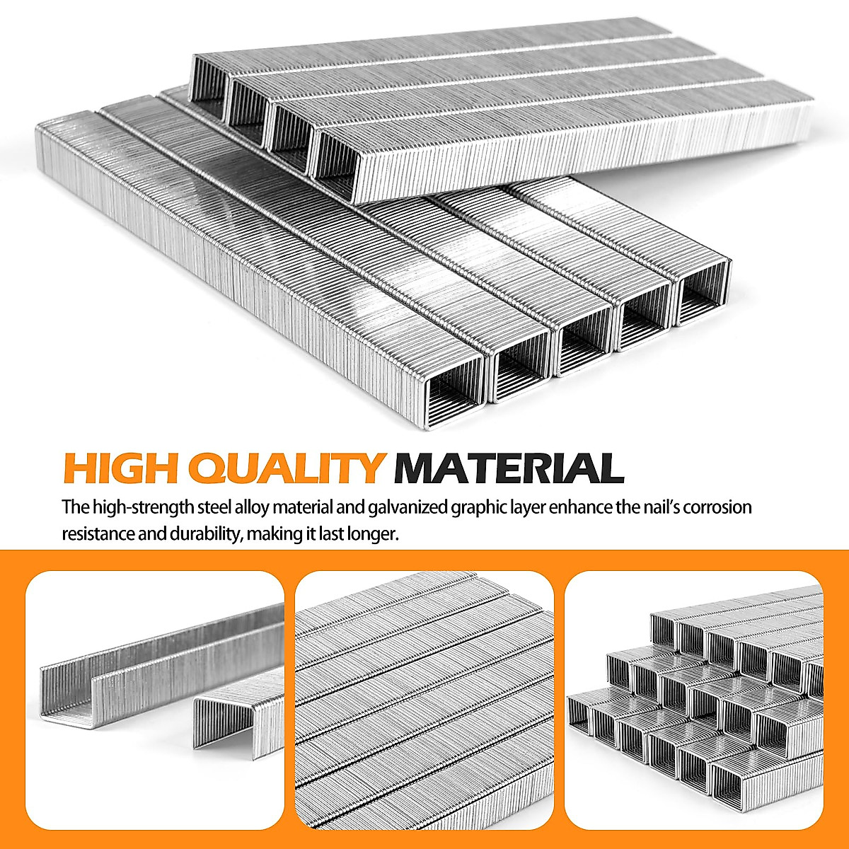 KIMSING 21 Gauge 1/2-inch (12.8mm) Crown Galvanized Upholstery Staples, 80 Series 3/8-inch (10mm) Leg Length Fine Wire Staples for Pneumatic Stapler, Air Staple Gun 10,000 Per Box (1 Box)