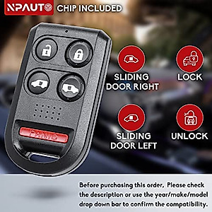 NPAUTO Key Fob Replacement for Honda Odyssey 2005 2006 2007 2008 2009 2010 - Keyless Entry Remote Car Control Key Fobs (OUCG8D-399H-A, 72147-SHJ-A21, 5 Buttons)