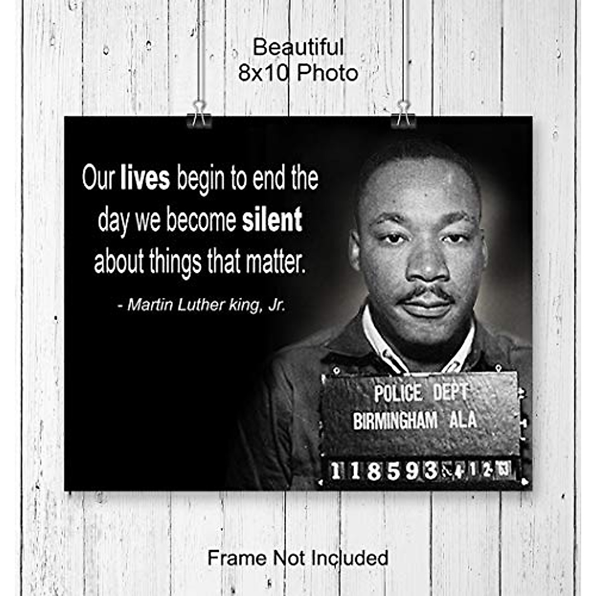 Martin Luther King Jr. Mugshot Wall Art Print - Ready to Frame Photo (8X10) - Home Decor - Makes a Great Gift for Bedrooms, Kitchens, Home Office and Living Rooms - MLK Motivational and Inspirational