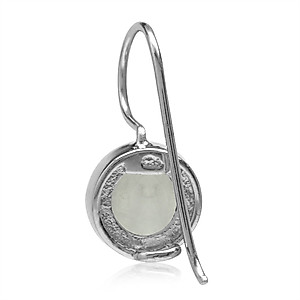 Silvershake 8mm Natural Moonstone White Gold Plated 925 Sterling Silver Hook Closure Earrings Jewelry for Women