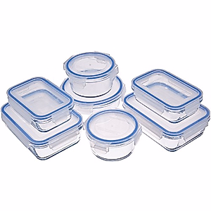Amazon Basics Glass Locking Lids Food Storage Containers, 14-Piece Set