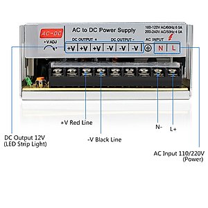 SUPERNIGHT 12V 30A Switching Power Supply, 110-240 Volt AC to DC 360W Universal Regulated Switching Transformer Adapter Driver for 3D Printer, CCTV, Radio, LED Strip Lights,Computer Project